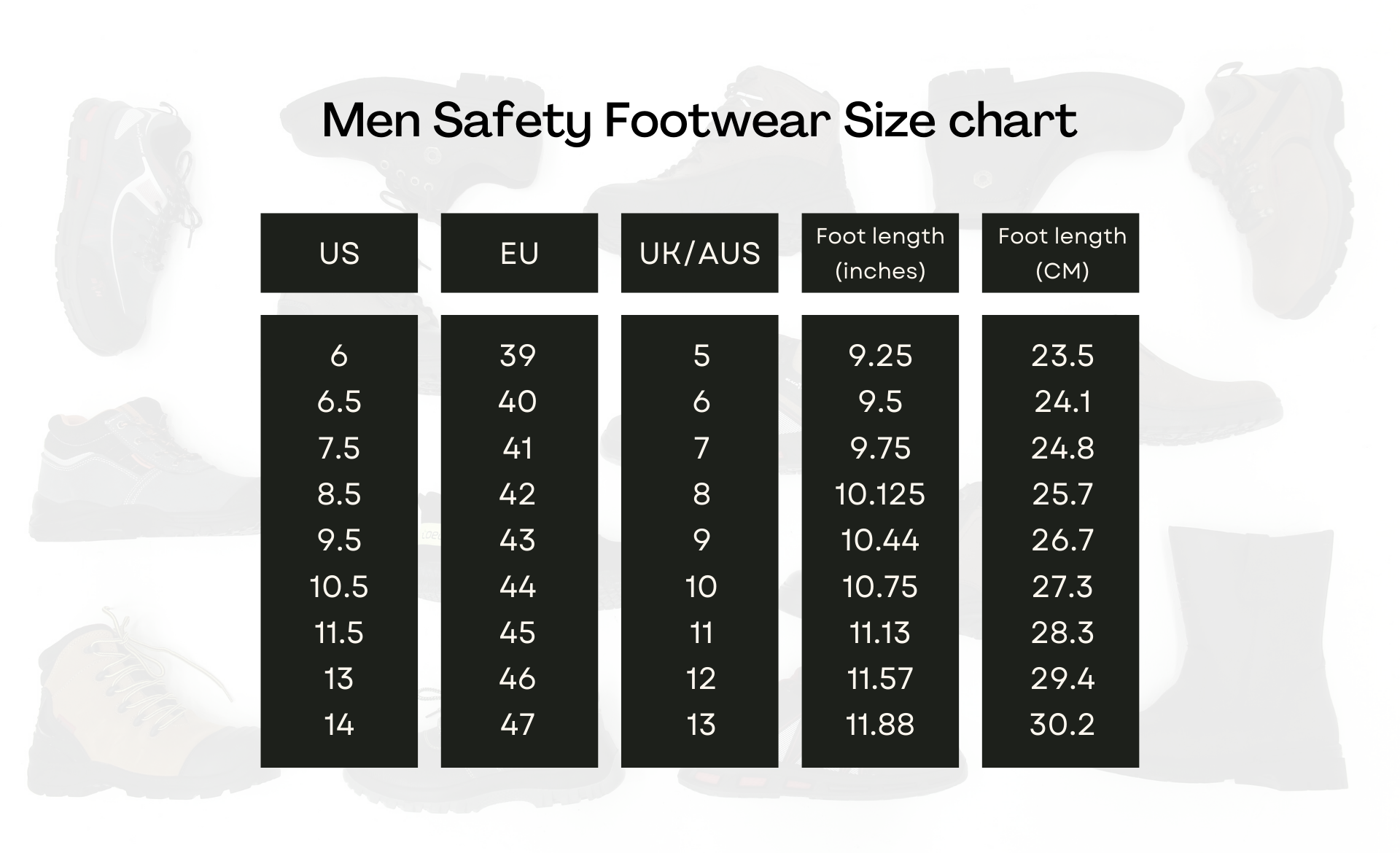 Sizing Chart – BLACKSAFE OUTLET